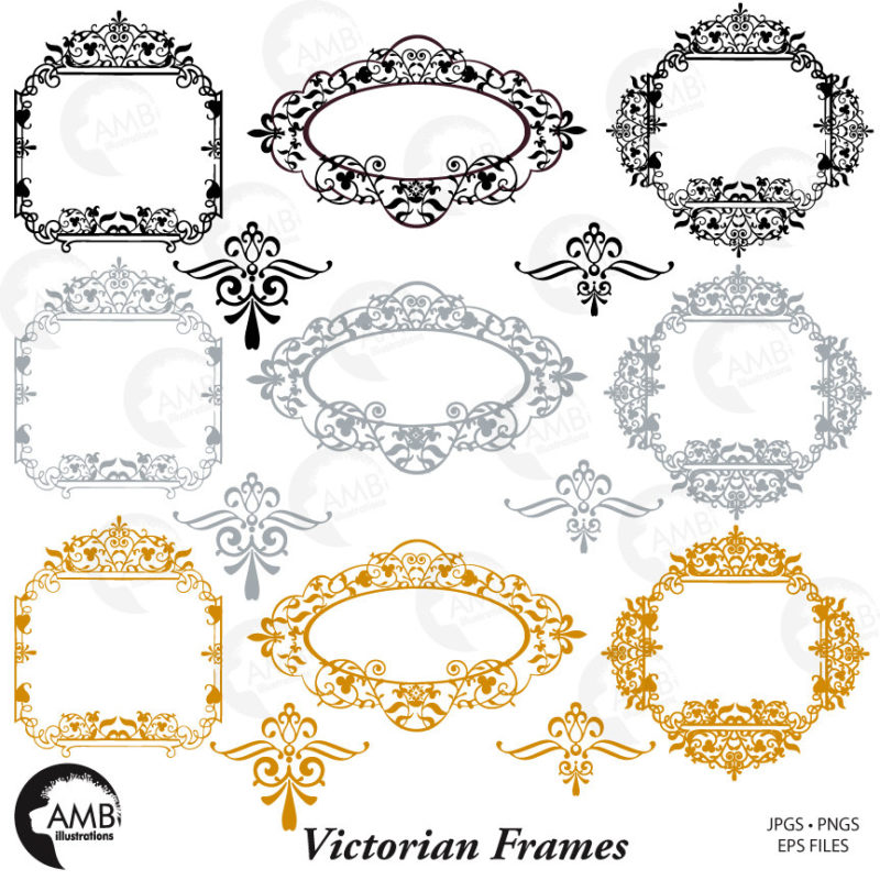 Victorian Fancy Frames Clipart - AMBillustrations.com