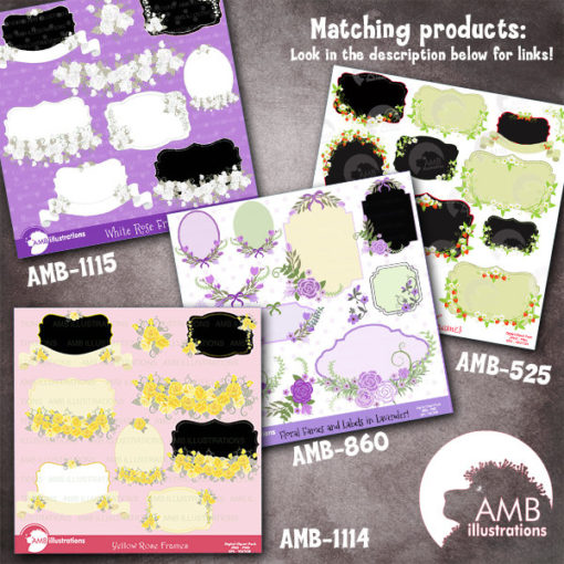 Yellow Roses Florals Frames - AMBillustrations.com