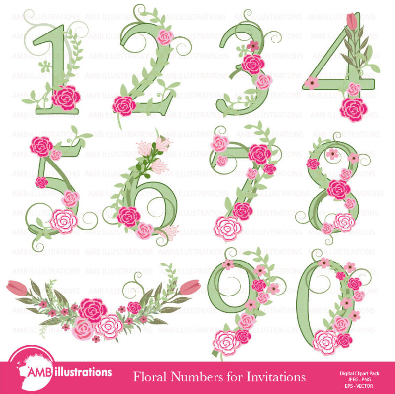 Florals Numbers 1 - AMBillustrations.com