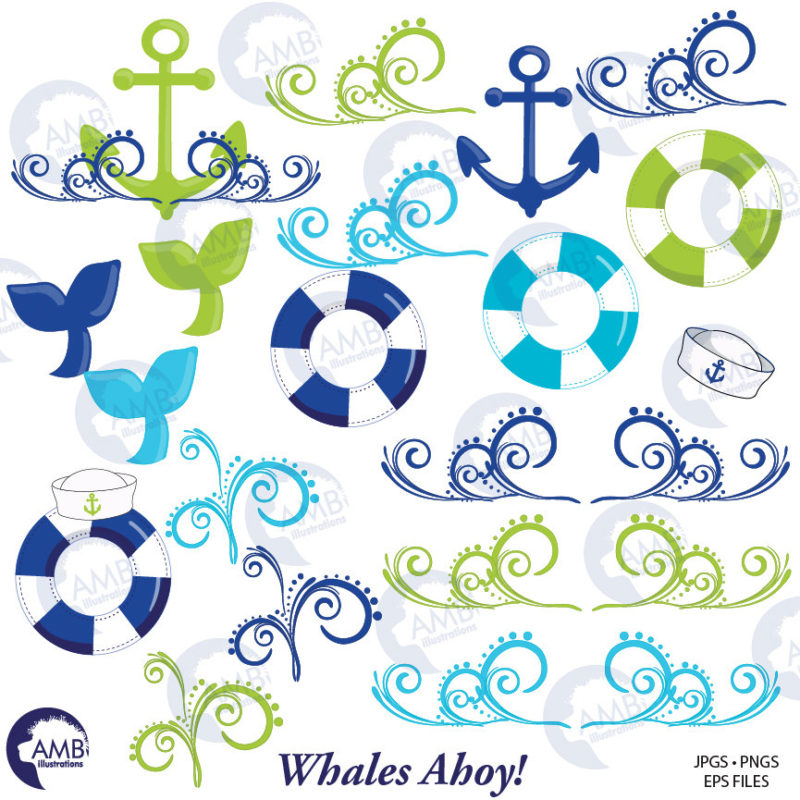 Blue And Green Whale - AMBillustrations.com