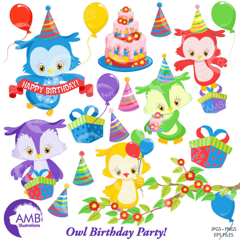 TRIO Birthday Owl And Digital Pack - AMBillustrations.com