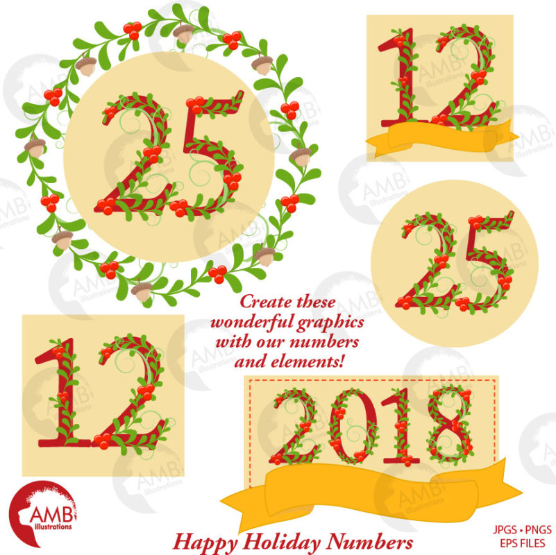 Twelve Days Of Christmas Numbers - AMBillustrations.com