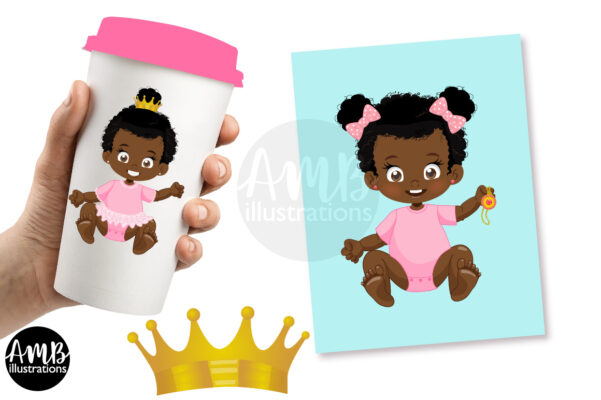 African American Toddler Baby Girls Clipart