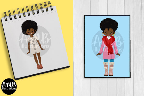 African American Fashion Girls Clipart Pack