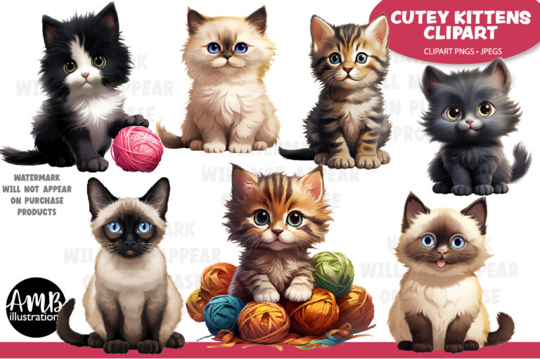 Cutey Kittens Clipart, Sooo Cute!